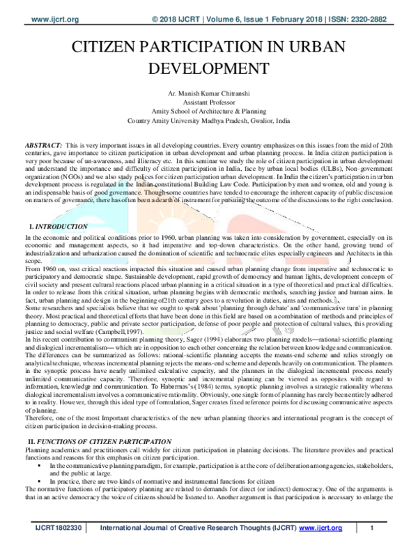 (PDF) Citizen Participation in Urban Development