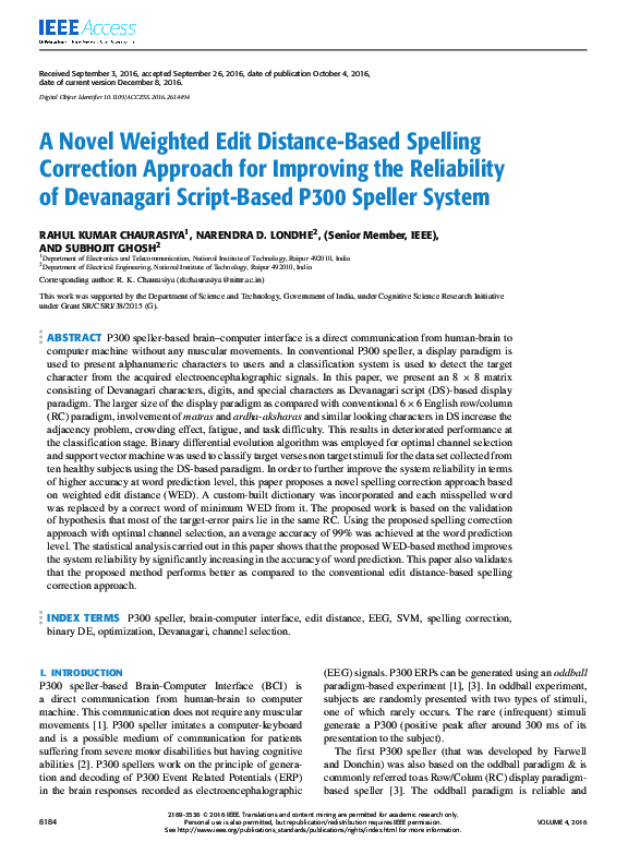 (PDF) A Novel Weighted Edit Distance-Based Spelling Correction Approach for Improving the ...