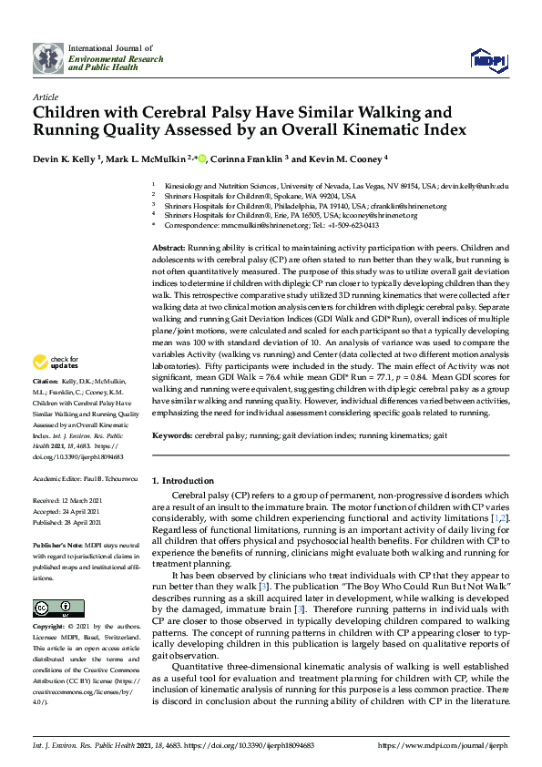 (PDF) Children with Cerebral Palsy Have Similar Walking and Running Quality Assessed by an ...
