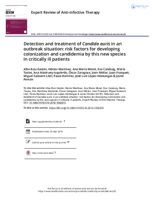 (PDF) Detection and treatment of Candida auris in an outbreak situation ...