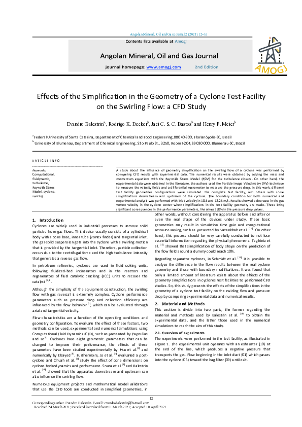 (PDF) Effects of the Simplification in the Geometry of a Cyclone Test ...