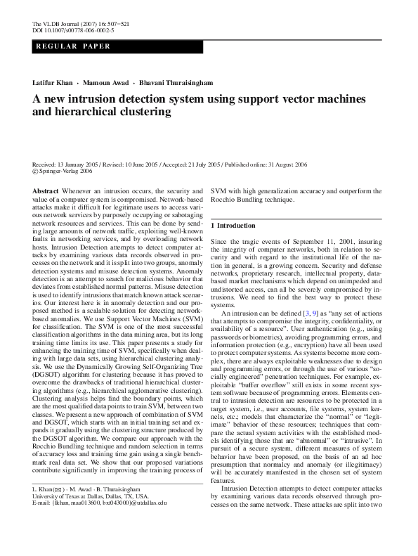(PDF) A new intrusion detection system using support vector machines ...