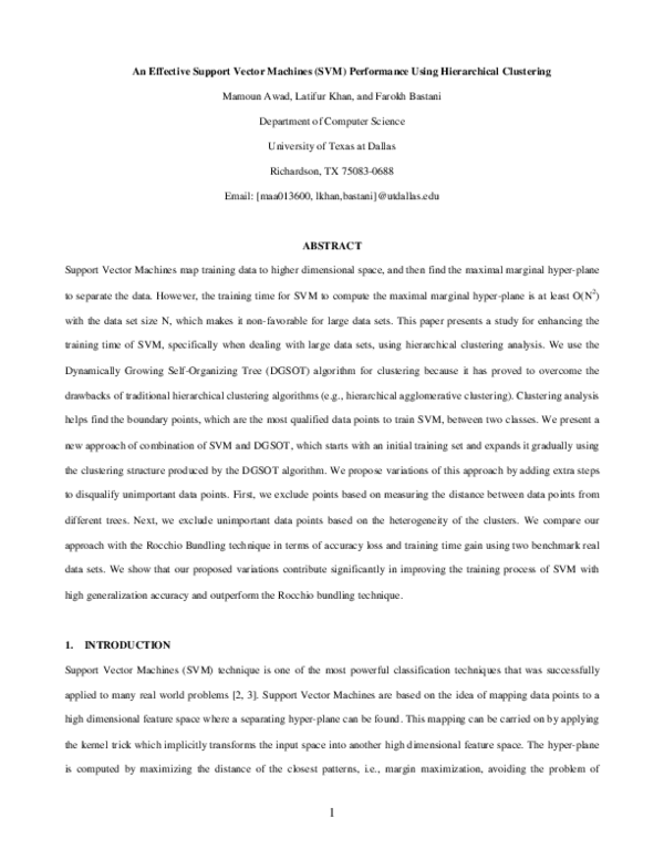 (PDF) An effective support vector machines (SVMs) performance using hierarchical clustering