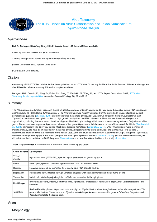 (PDF) Virus Taxonomy The ICTV Report on Virus Classification and Taxon Nomenclature Flaviviridae ...