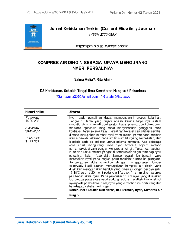 (PDF) Asuhan Pada Ibu Bersalin Untuk Mengurangi Nyeri Persalinan Dengan ...