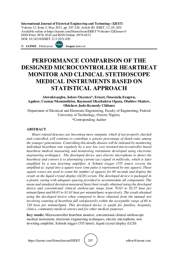 Pdf Heartbeat Monitor Vs Clinical Stethoscope 