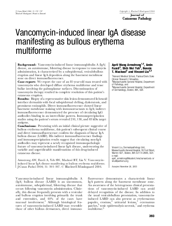 (PDF) Vancomycin-induced linear IgA disease manifesting as bullous ...