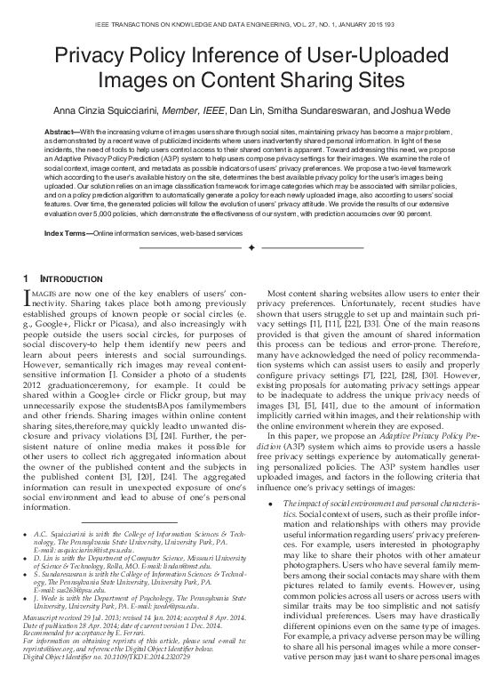 (PDF) Privacy Policy Inference of User-Uploaded Images on Content ...