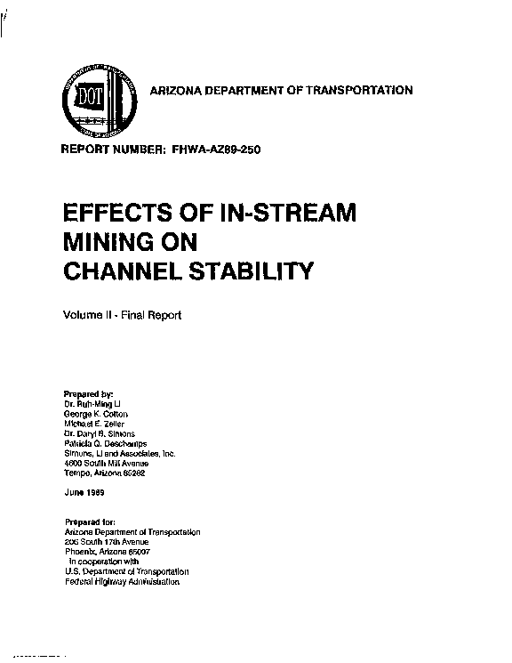 (PDF) Effects of In-Stream Mining on Channel Stability. Volume III ...