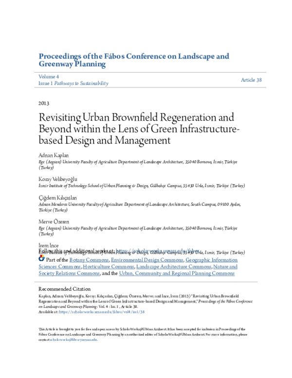 (PDF) Revisiting Urban Brownfield Regeneration and Beyond within the ...