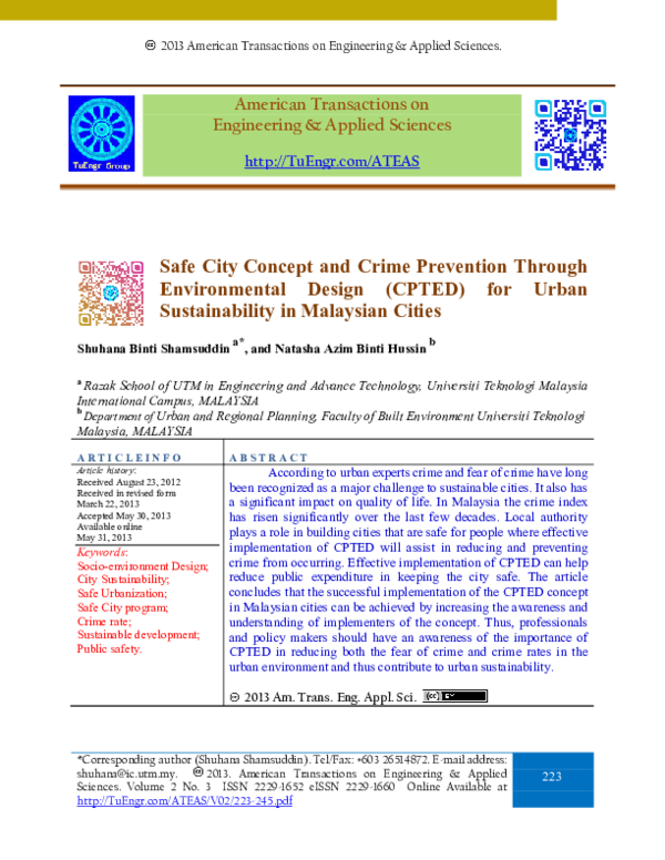 (PDF) Safe city concept and Crime Prevention Through Environmental ...