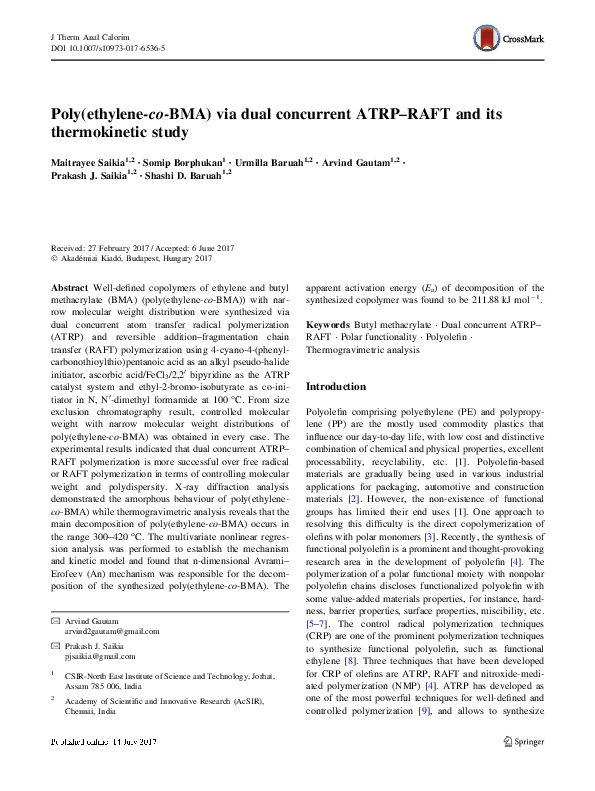 (PDF) Poly(ethylene-co-BMA) via dual concurrent ATRP–RAFT and its ...