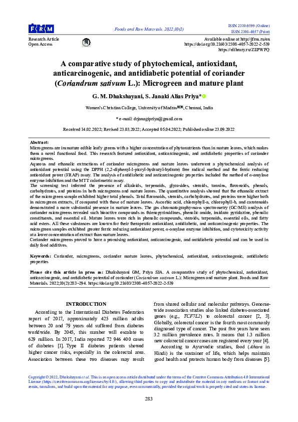 (PDF) A comparative study of phytochemical, antioxidant ...