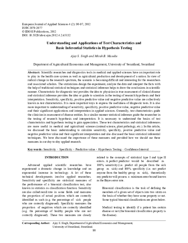 (PDF) Inferential Statistics: Hypothesis Testing (PDF) Inferential Statistics: Hypothesis Testing