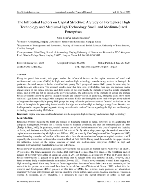 (PDF) The Influential Factors on Capital Structure: A Study on ...