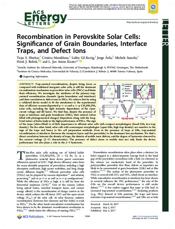 (PDF) Recombination in Perovskite Solar Cells: Significance of Grain ...