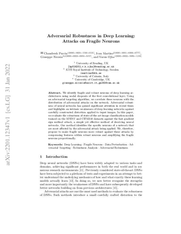 (PDF) Adversarial Robustness in Deep Learning: Attacks on Fragile ... (PDF) Adversarial Robustness in Deep Learning: Attacks on Fragile ...