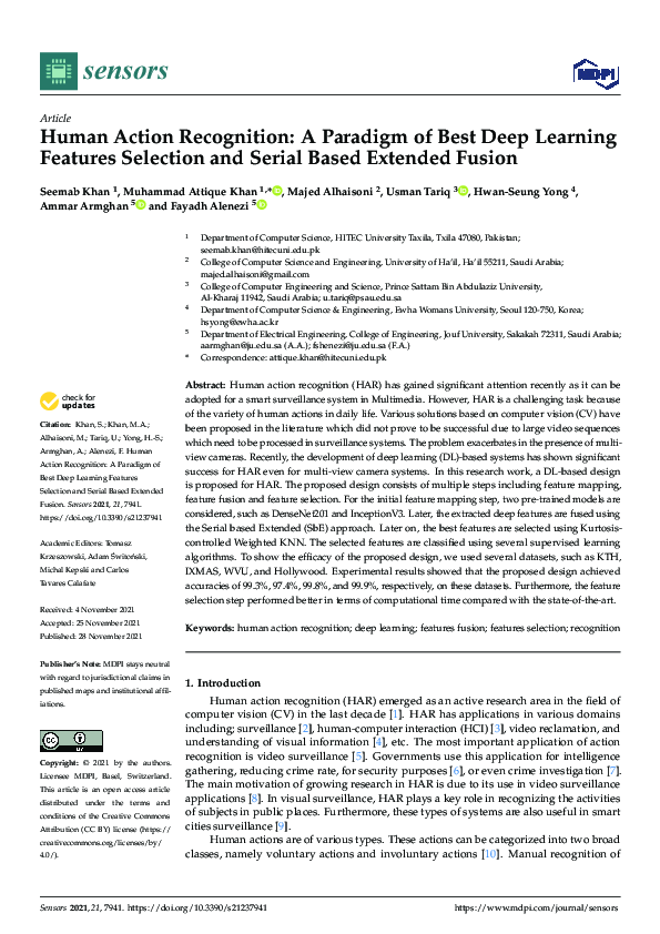 (PDF) Human Action Recognition: A Paradigm of Best Deep Learning Features Selection and Serial ...