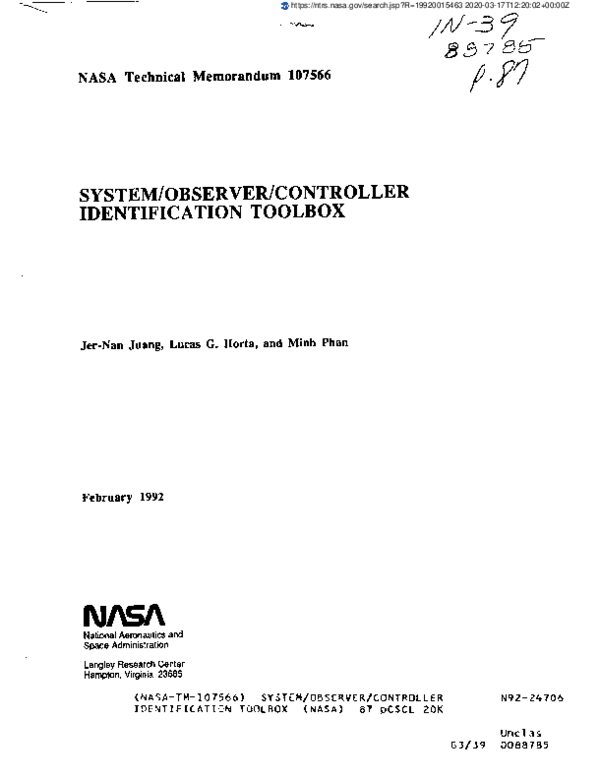 (PDF) System/observer/controller identification toolbox
