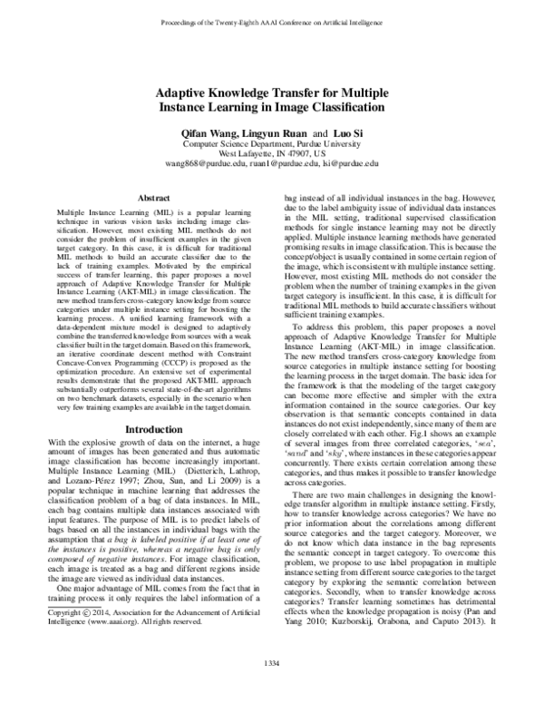 (PDF) Adaptive Knowledge Transfer for Multiple Instance Learning in Image Classification