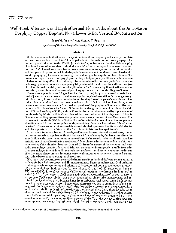 (PDF) Wall-rock alteration and hydrothermal flow paths about the Ann-Mason porphyry copper ...