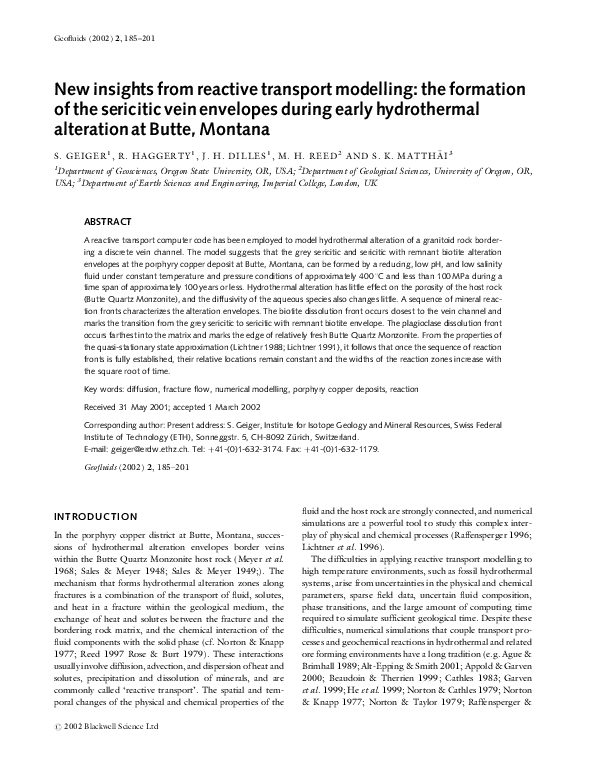 (PDF) New insights from reactive transport modelling: the formation of ...