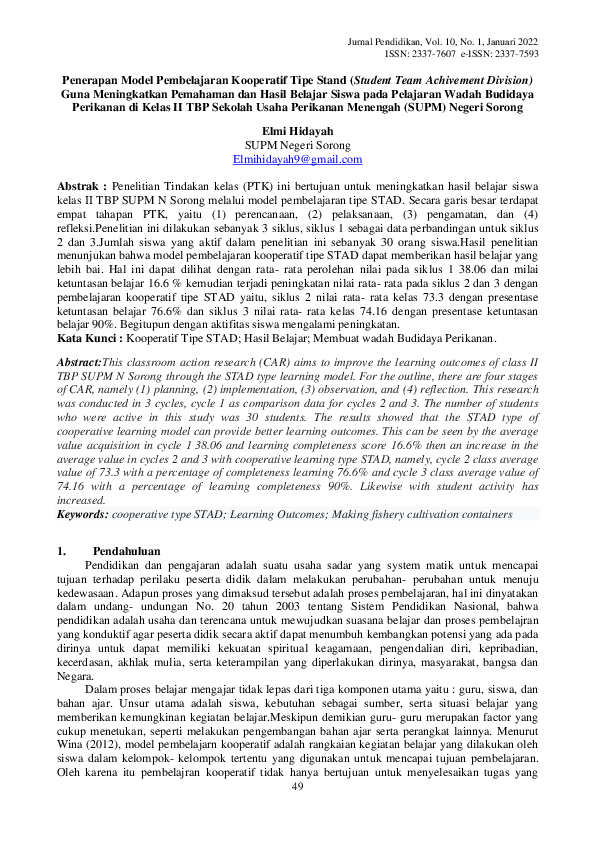 (PDF) Penerapan Model Pembelajaran Kooperatif Tipe Stand (Student Team ...