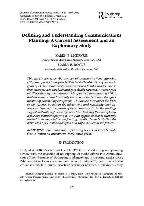 (PDF) Defining and Understanding Communications Planning: A Current ...