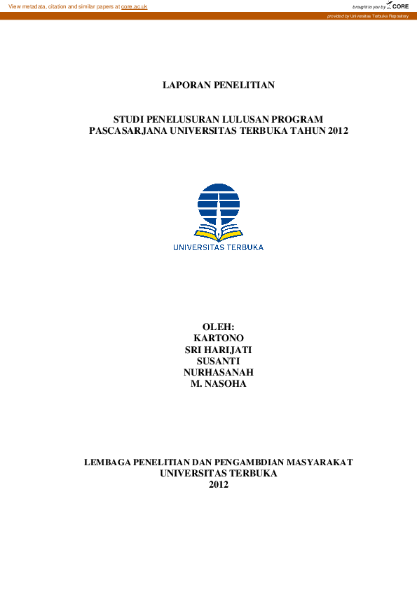 (PDF) Studi Penelusuran Lulusan Program Pascasarjana Universitas ...