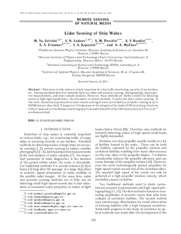 (PDF) Lidar sensing of ship wakes