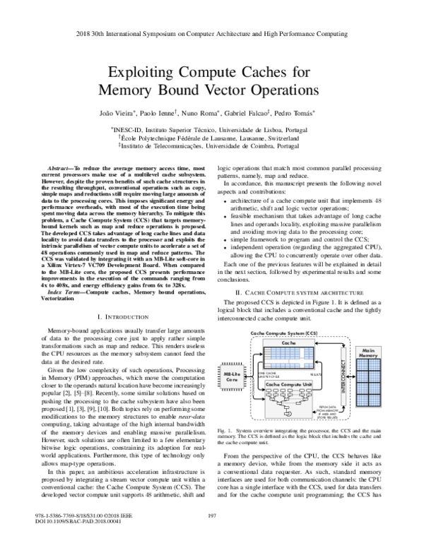 (PDF) Exploiting Compute Caches for Memory Bound Vector Operations
