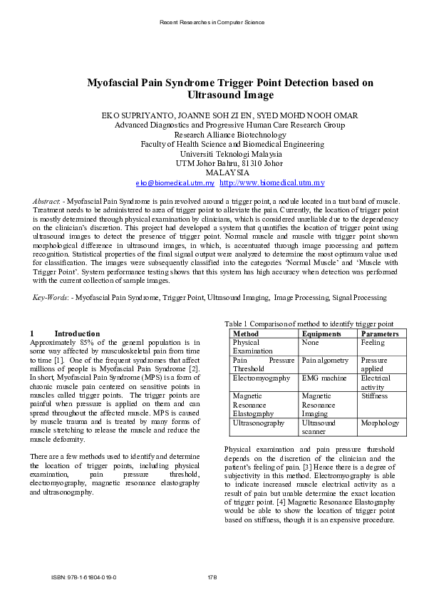 (PDF) Myofascial pain syndrome trigger point detection based on ...