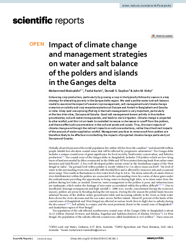 (PDF) Impact of climate change and management strategies on water and ...
