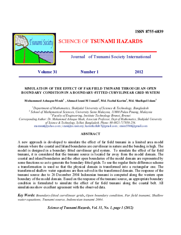 (PDF) SCIENCE OF TSUNAMI HAZARDS Journal of Tsunami Society ...