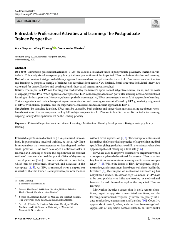 (PDF) Entrustable Professional Activities and Learning: The ...