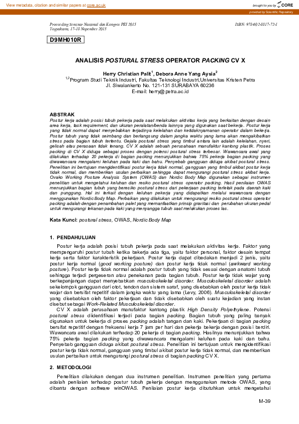 (PDF) Analisis Postural Stress Operator Packing CV X