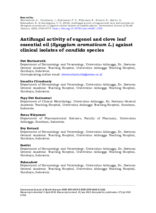 (PDF) Antifungal activity of eugenol and clove leaf essential oil (Syzygium aromaticum L ...