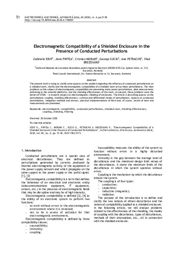(PDF) Electromagnetic Compatibility of a Shielded Enclosure in the ...