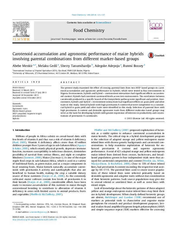 (PDF) Carotenoid accumulation and agronomic performance of maize ...