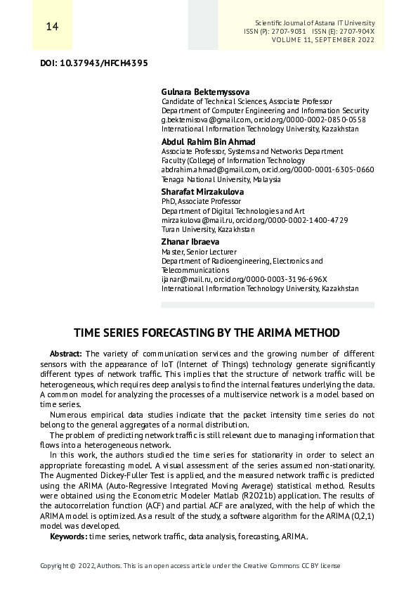 (PDF) Time Series Forecasting by the Arima Method