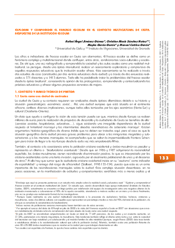 (PDF) Explorar y comprender el fracaso escolar en el contexto multicultural de Ceuta. Respuestas ...