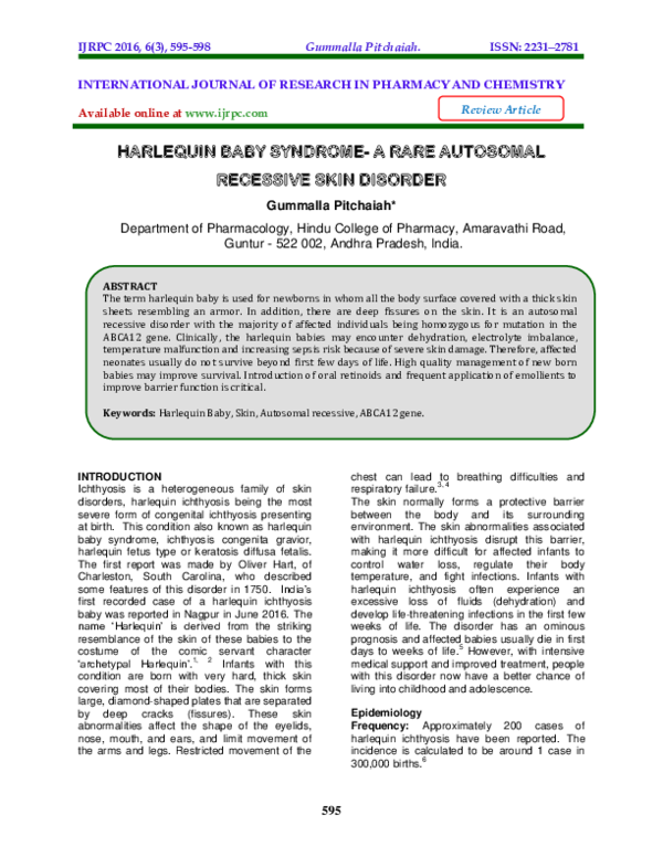 (PDF) Harlequin Baby Syndrome-A Rare Autosomal Recessive Skin Disorder