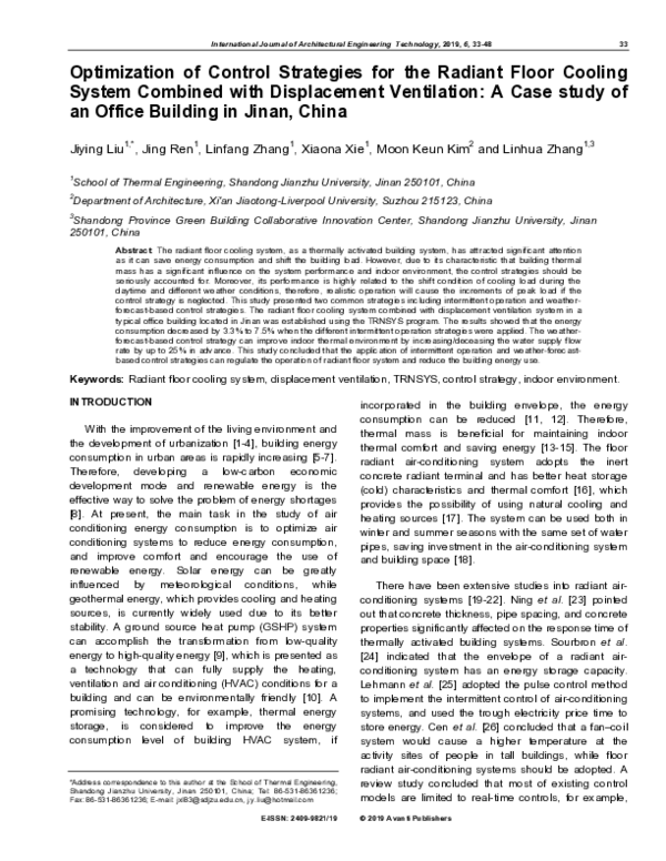 (PDF) Optimization of Control Strategies for the Radiant Floor Cooling ...