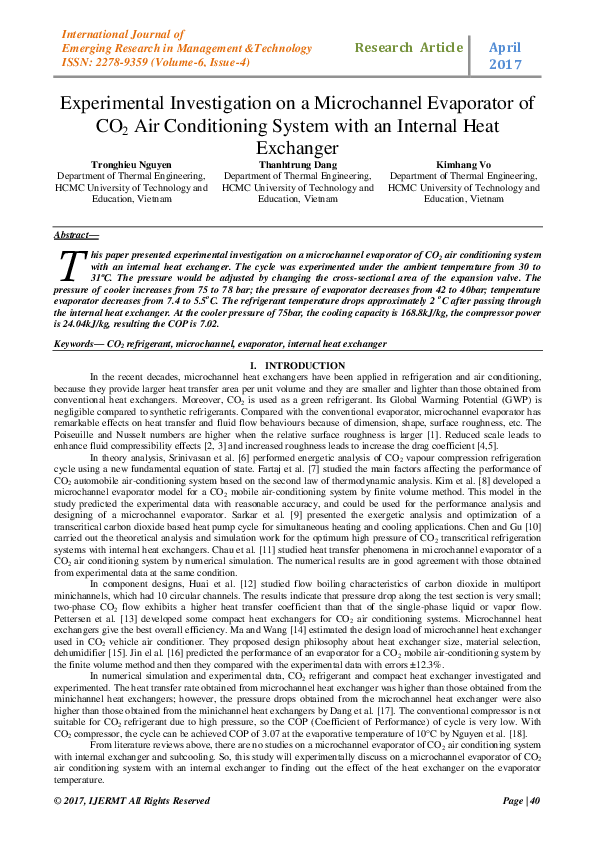 (PDF) Experimental Investigation on a Microchannel Evaporator of CO2 ...