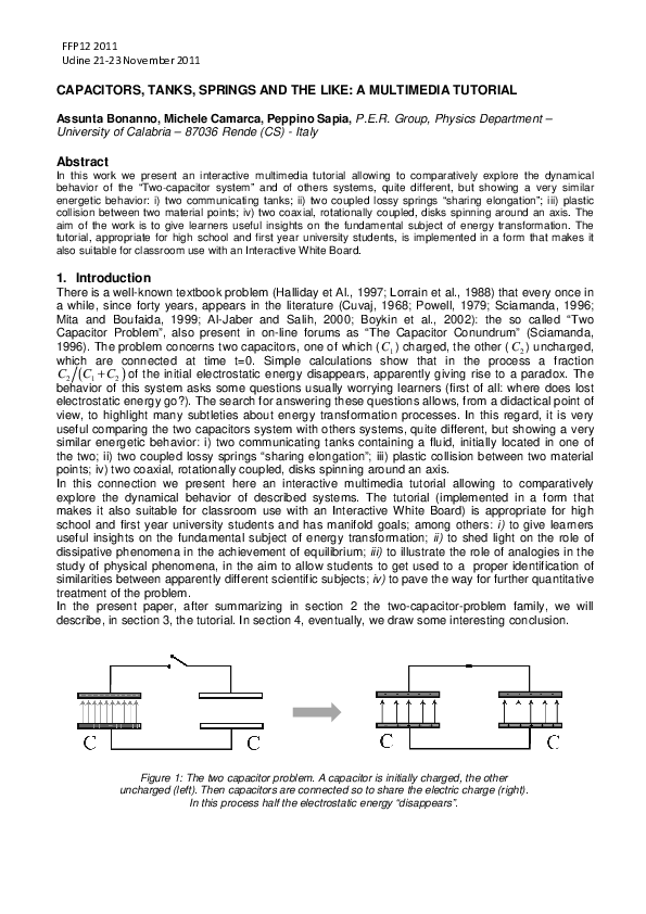 (PDF) Capacitors, Tanks, Springs and the Like: A Multimedia Tutorial