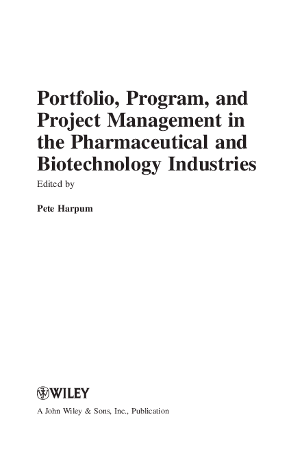 (PDF) Portfolio, Program, and Project Management in the Pharmaceutical ...