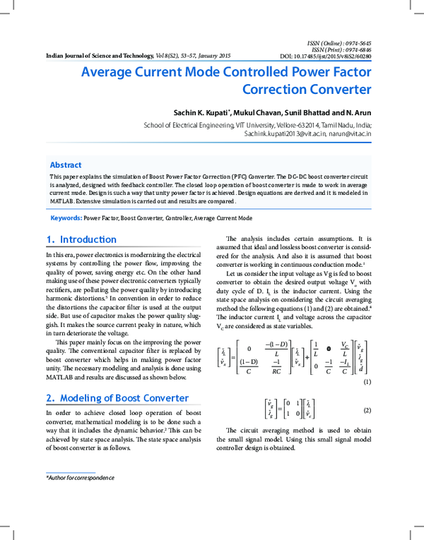 (PDF) Average Current Mode Controlled Power Factor Correction Converter