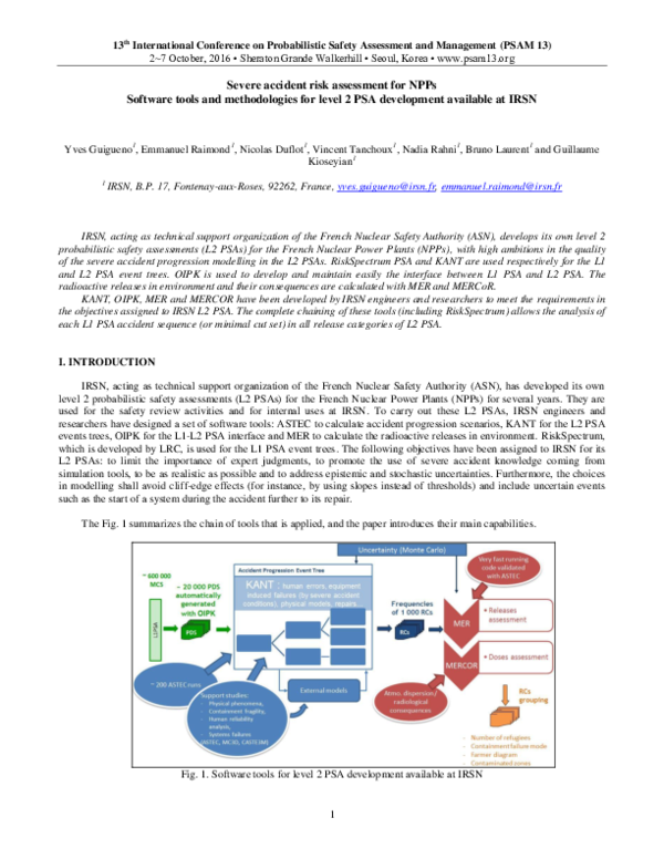 (PDF) Severe accident risk assessment for NPPs Software tools and methodologies for level 2 PSA ...