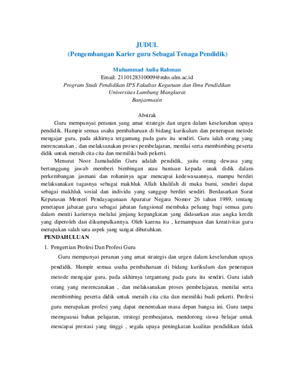 (PDF) Pengembangan Karier guru Sebagai Tenaga Pendidik