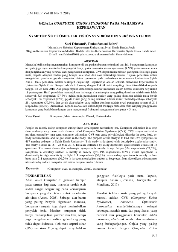 (PDF) Gejala Computer Vision Syndrome Pada Mahasiswa Keperawatan